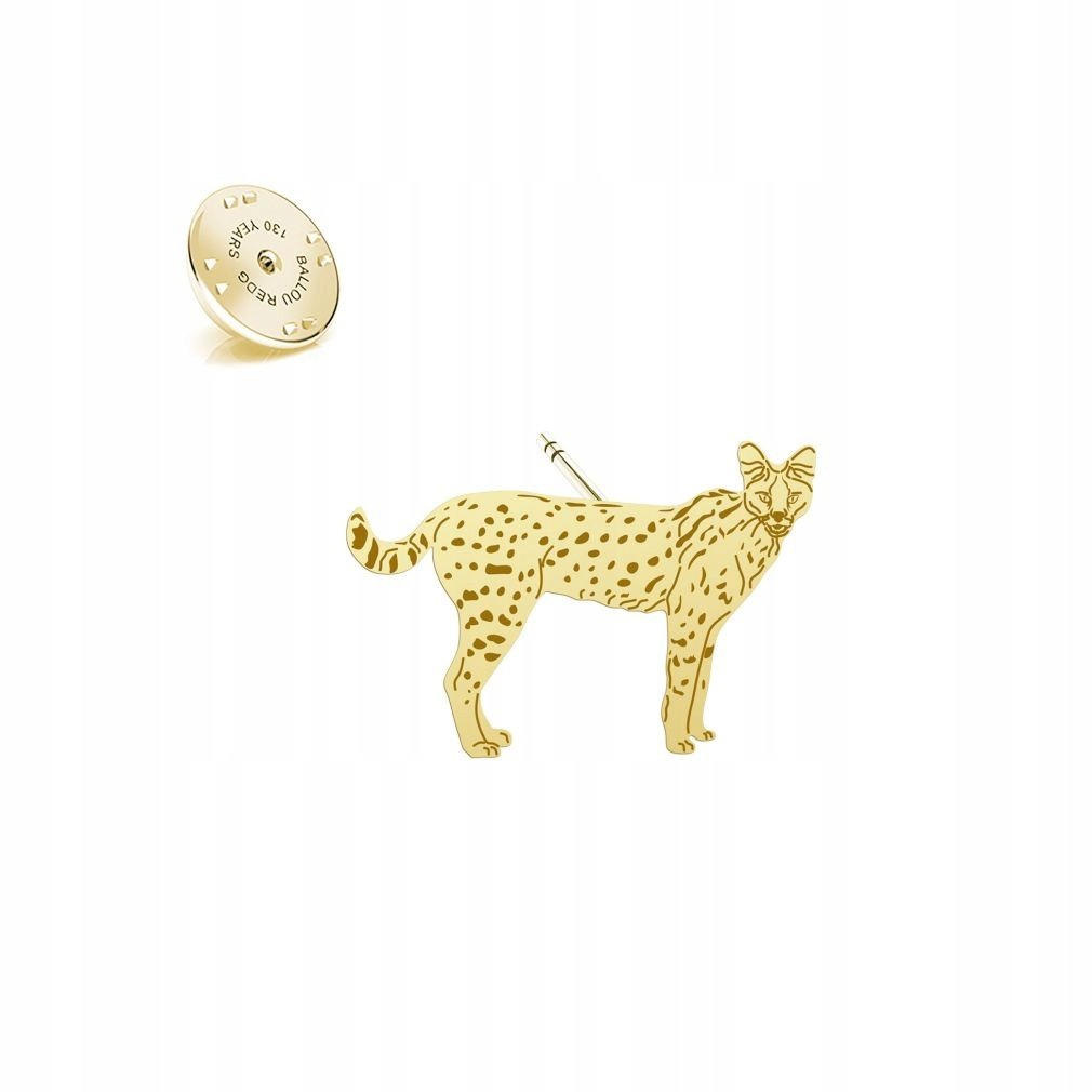 Wpinka Złota Kot Serwal Afrykański 925 Biżuteria Prezent Kobieta ...