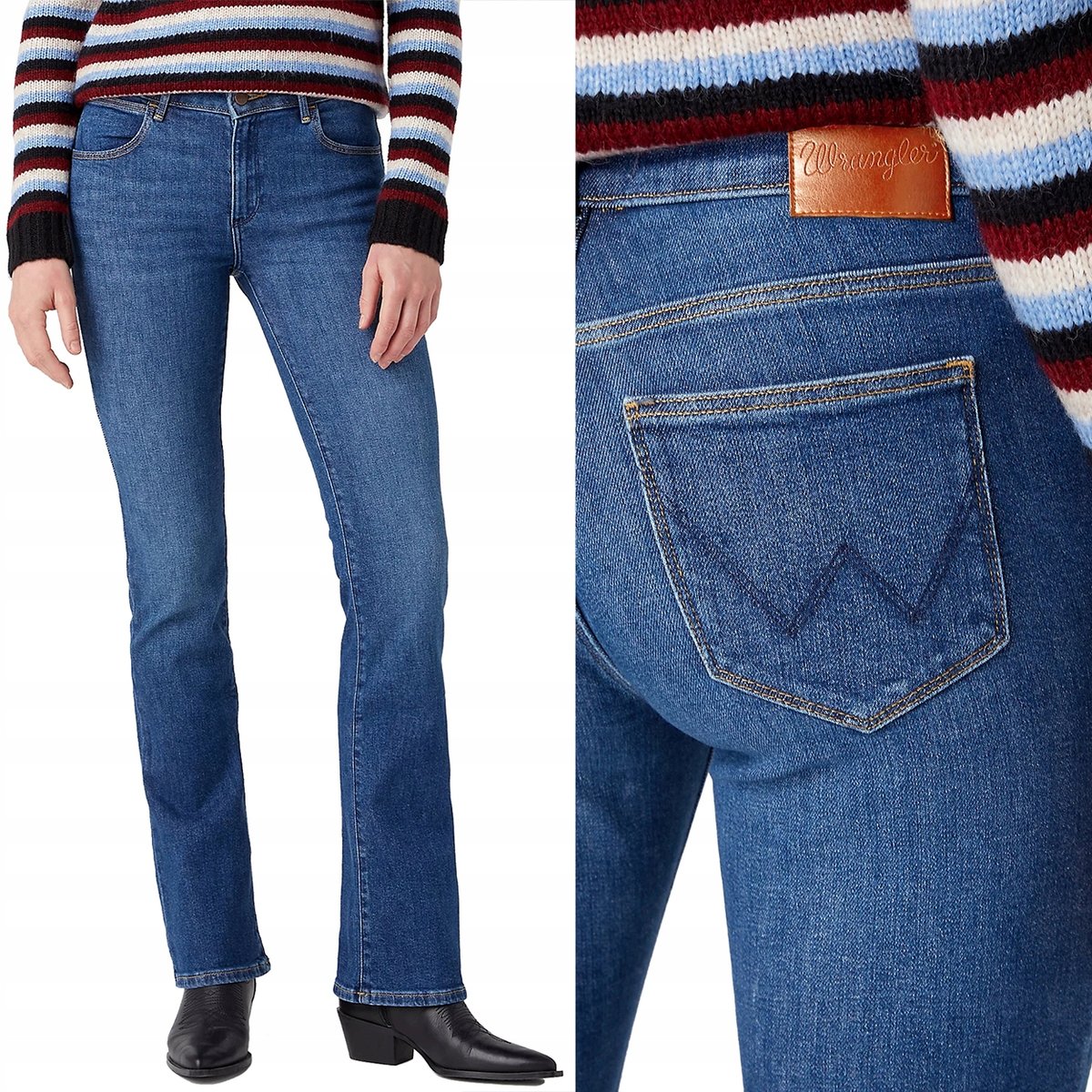 Wrangler BOOTCUT Renegade Body Bespoke ROZSZERZANE CIEMNY DżINS W28 L30 ...