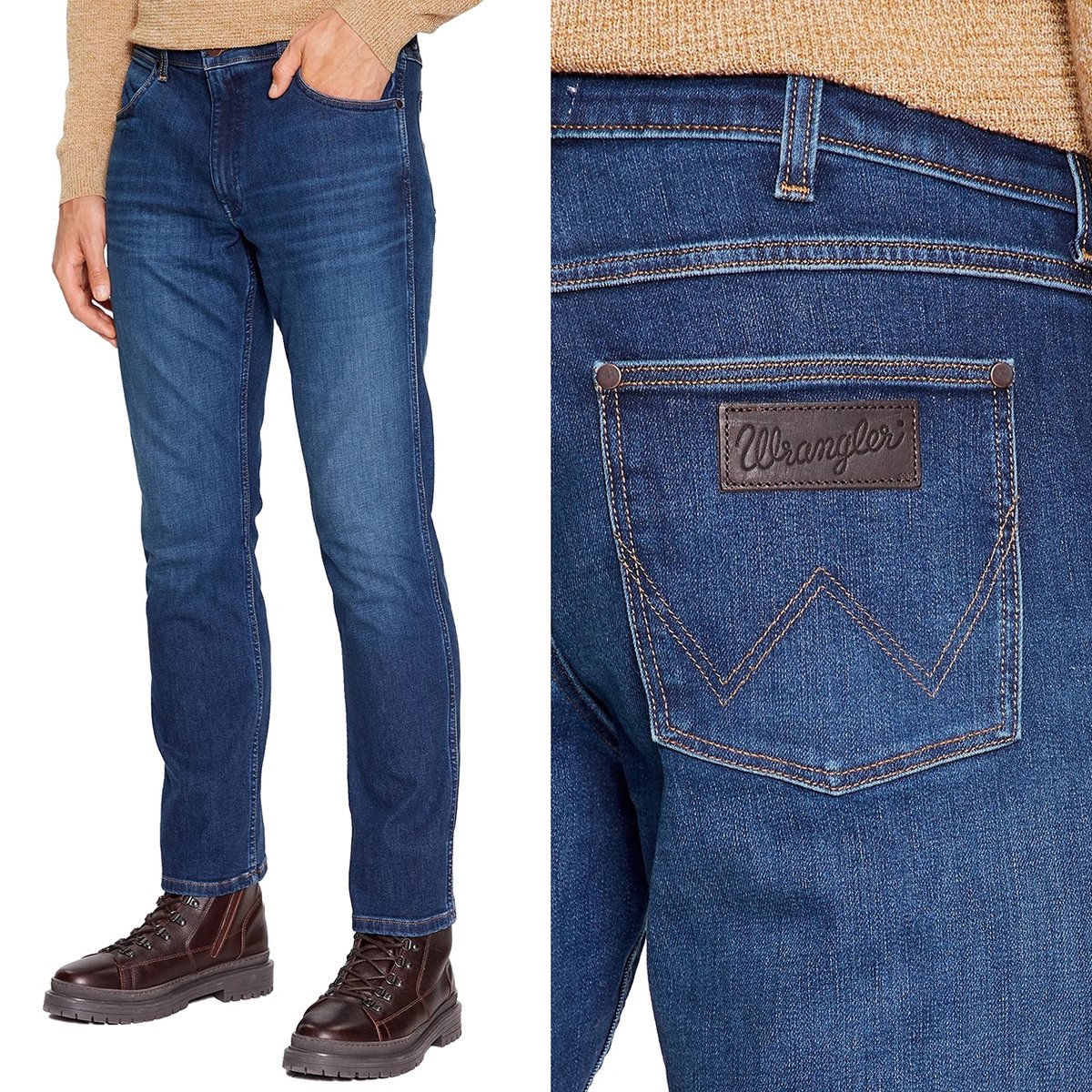 Wrangler GREENSBORO Green Fuzz BRUSHED 365 WARM CIEMNY DżINS W32 L36 ...