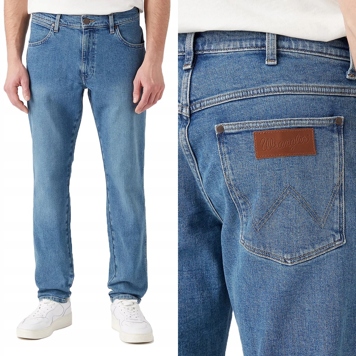 Wrangler RIVER TRUE TAPERED Octane LEKKO ZWĘŻANE WYGODNE BLUE DżINS W33 ...