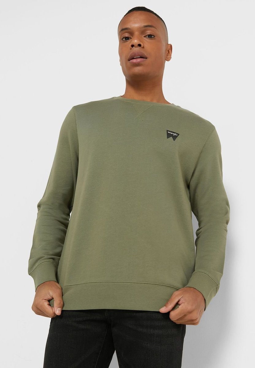 Wrangler Sign Off Crew Męska Bluza Klasyczna Logo Deep Lichen W661Hax1X ...