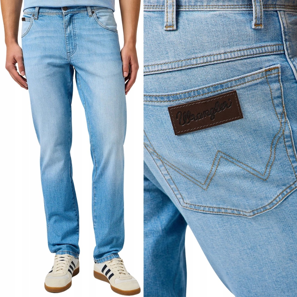 Wrangler TEXAS SLIM Slate lekko dopasowane spodnie jeansowe na lato W32 ...