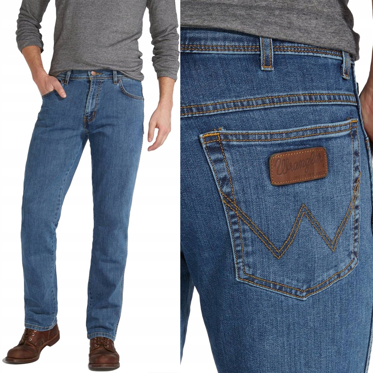 Wrangler TEXAS Stonewash DżINS klasyczne proste spodnie jeansowe W35 ...