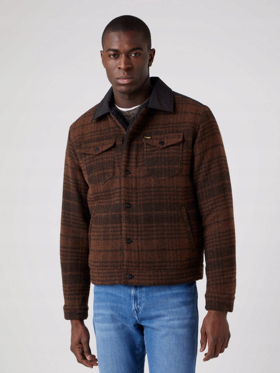 WRANGLER WOOL TRUCKER JACKET BROWN W4E0SGXEP 4XL - Wrangler | Moda ...
