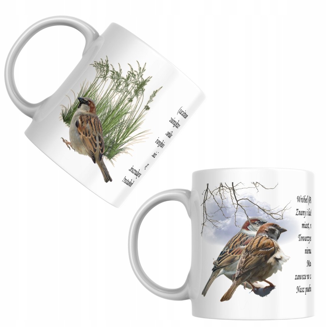 WRÓBEL - SERIA SKRZYDLATE CHWILE - UNIKALNY KUBEK PTAKI 330 ml - Inna ...