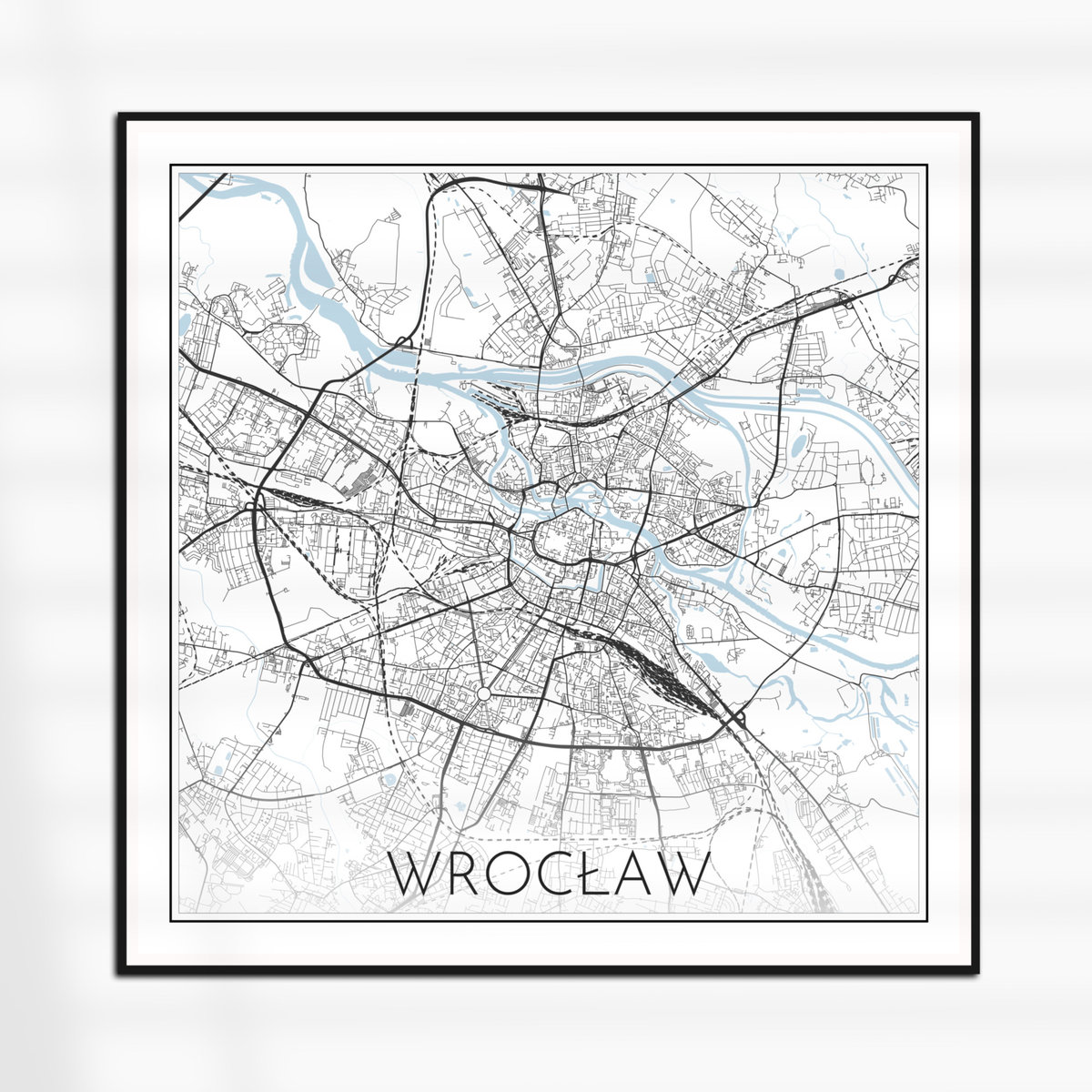 WROCŁAW plakat KWADRAT mapa czarno-biała plan 60x60 cm, 12 - Inna marka ...