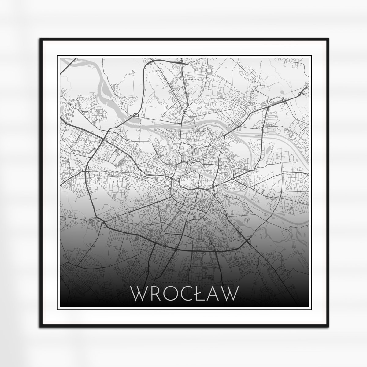 WROCŁAW plakat KWADRAT mapa czarno-biała plan 60x60 cm, 7 - Dodoprint ...