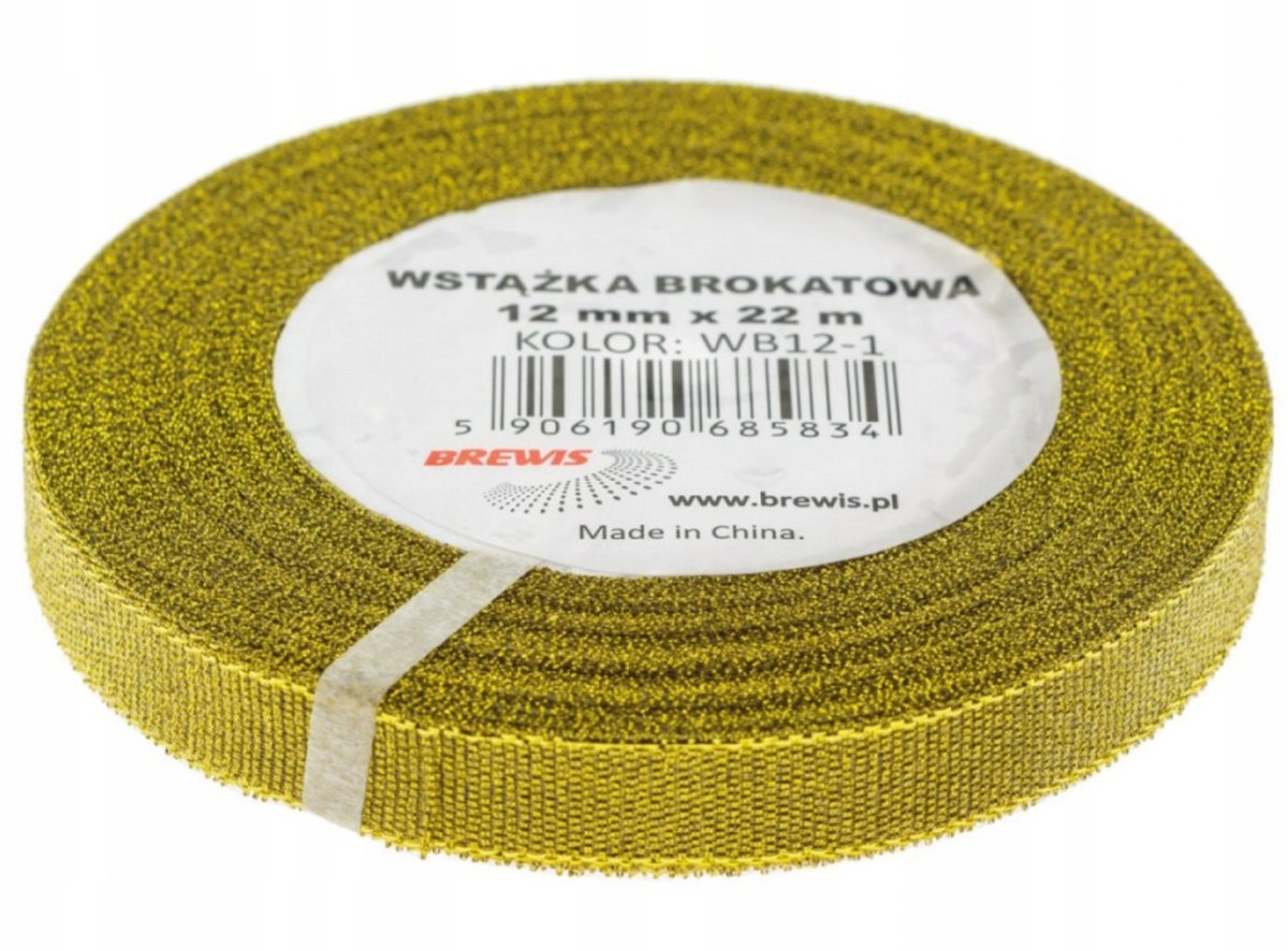 Wstążka Brokatowa Ozdobna 12 mm 22 M Złota Brewis - Brewis | Sklep ...