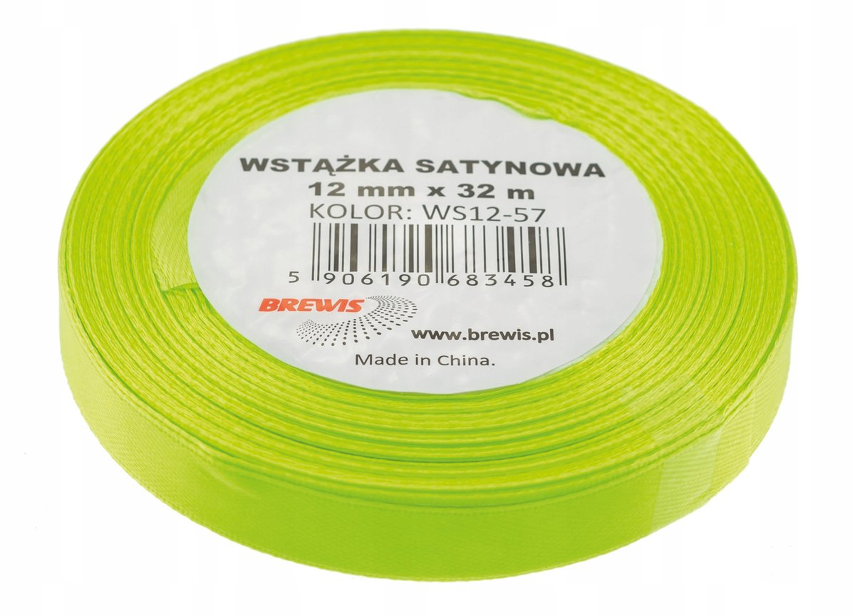 Wstążka Satynowa 12mm 32M Neonowa Zieleń Brewis - Brewis | Sklep EMPIK.COM