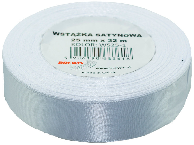 Wstążka Satynowa 25mm/32M Biała Nr 1, Brewis - Brewis | Sklep EMPIK.COM