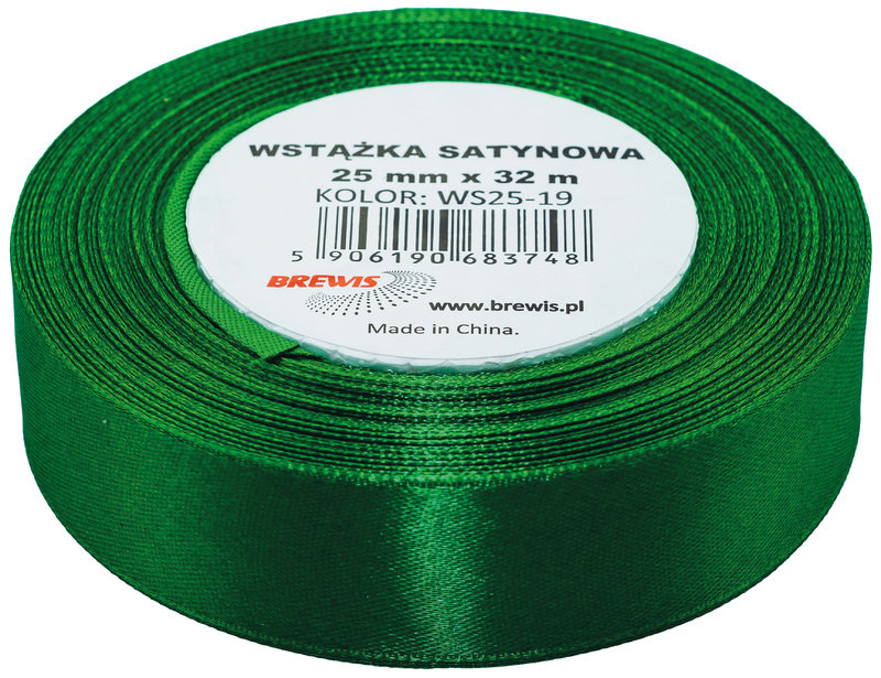 Wstążka Satynowa 25mm/32M Zielona Nr 19, Brewis - Brewis | Sklep EMPIK.COM