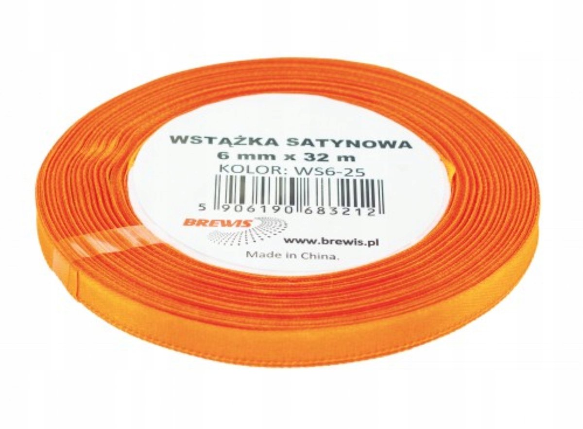 Wstążka Satynowa 6mm 32M Pomarańczowa Brewis - Brewis | Sklep EMPIK.COM