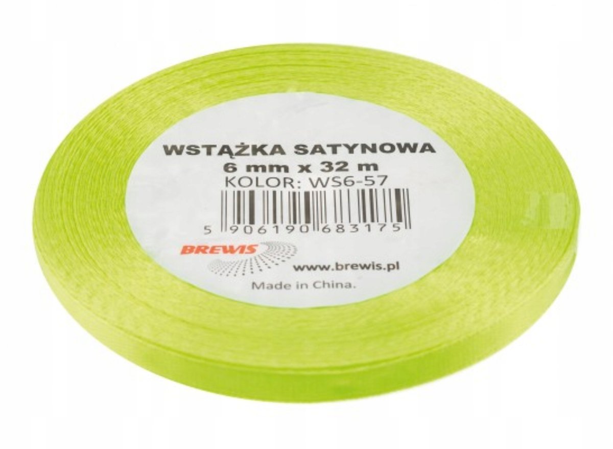 Wstążka Satynowa 6mm 32M Zielona Neonowa Brewis - Brewis | Sklep EMPIK.COM