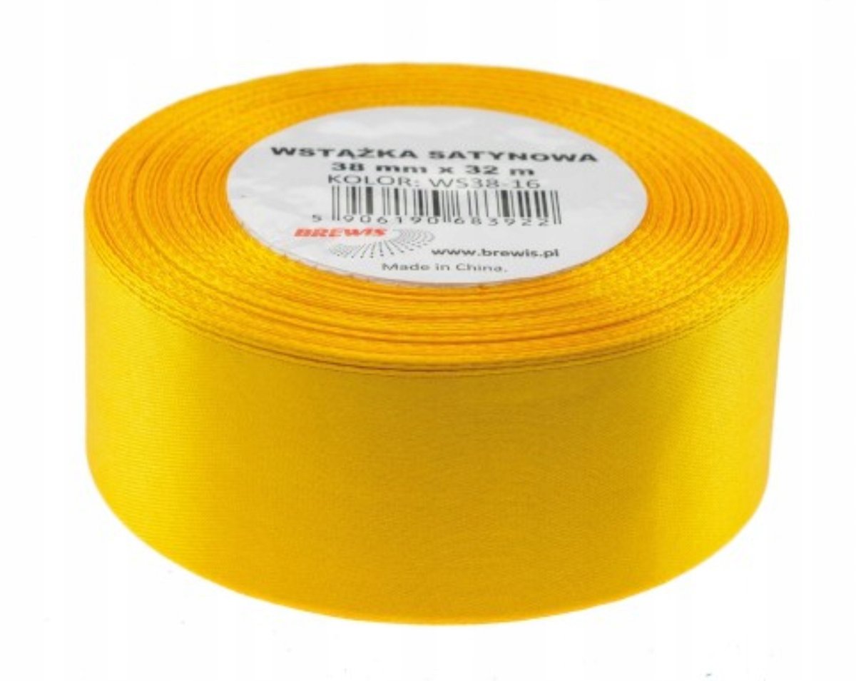 Wstążka Satynowa Ozdobna 38mm 32M Żółta Brewis - Brewis | Sklep EMPIK.COM