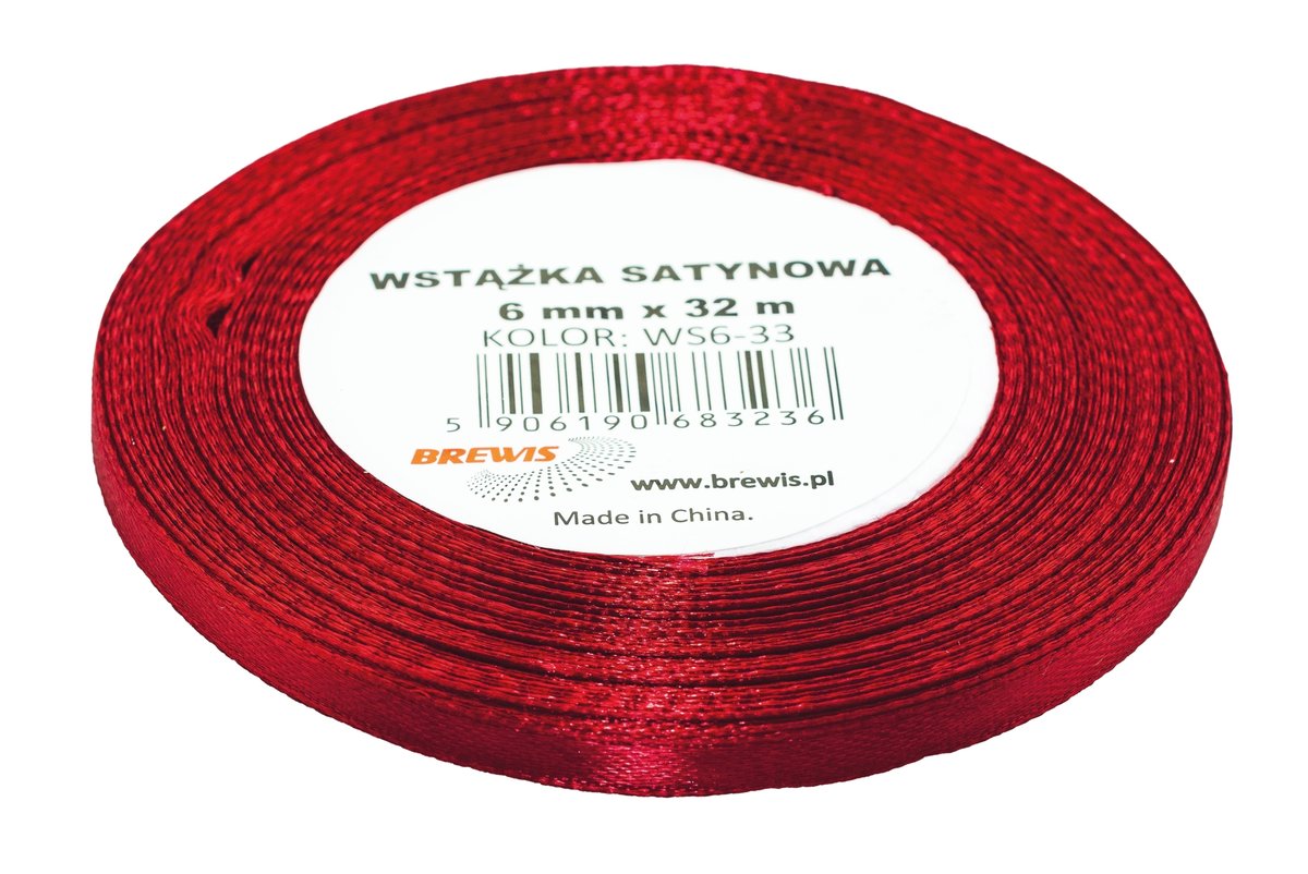 Wstążka Satynowa Ozdobna 6mm 32M Bordowa Brewis - Brewis | Sklep EMPIK.COM