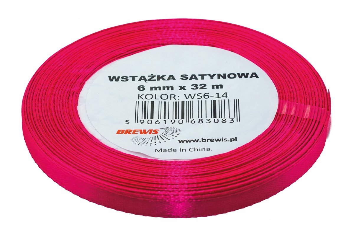 Wstążka Satynowa Ozdobna 6mm 32M Różowa Fluo Brewis - Brewis | Sklep ...