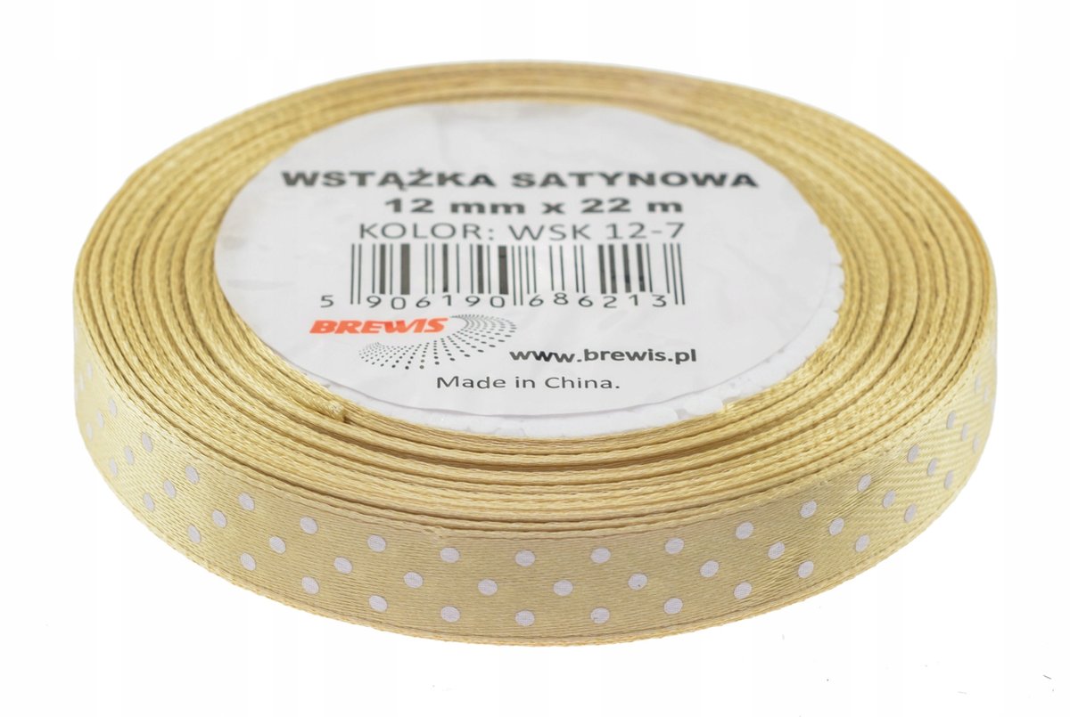 Wstążka Satynowa W Kropki 12mm 22M Beżowa Brewis - Brewis | Sklep EMPIK.COM