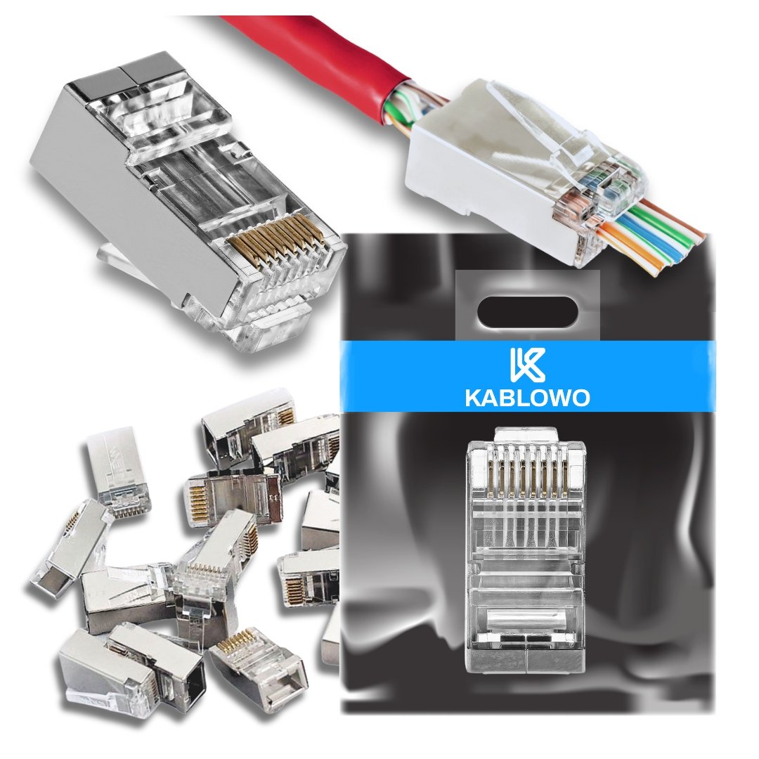 WTYK RJ45 EKRANOWANE WTYKI 1X 8P8C FTP CAT.5e KAT.5e PRZELOTOWE WTYK ...