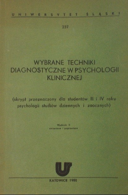 Wybrane techniki diagnostyczne w psychologii klinicznej - W opisie ...