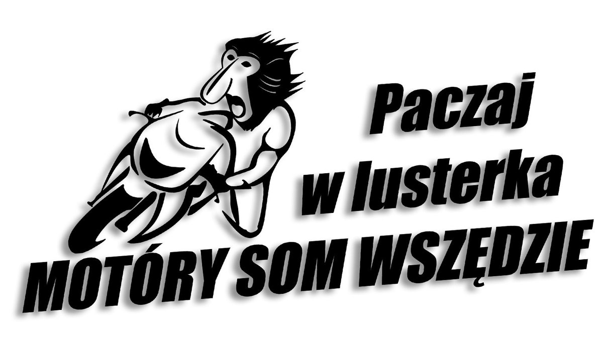 Wycinana naklejka NOSACZ JANUSZ - PATRZ W LUSTERKA - MOTOR różne kolory ...