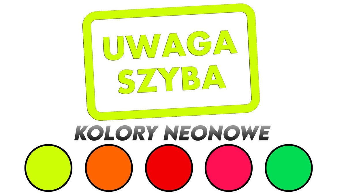 Wycinana naklejka UWAGA SZYBA kolory neonowe - J and A - Inna marka ...