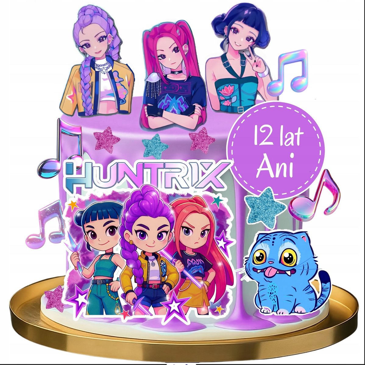 WYDRUK CUKROWY OPŁATEK NA TORT HUNTRIX KPOP DEMON HUNTERS DEKORACJA+ ...