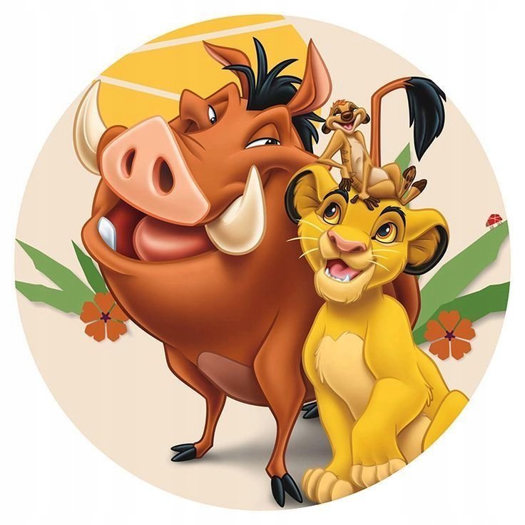WYDRUK CUKROWY Opłatek na Tort Masa Cukrowa SIMBA TIMON KRÓL LEW ZESTAW ...