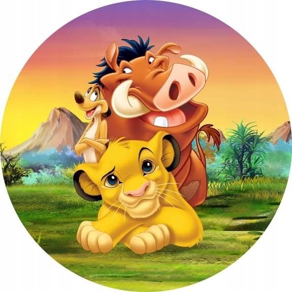 WYDRUK CUKROWY Opłatek na Tort Masa Cukrowa SIMBA TIMON KRÓL LEW ZESTAW ...