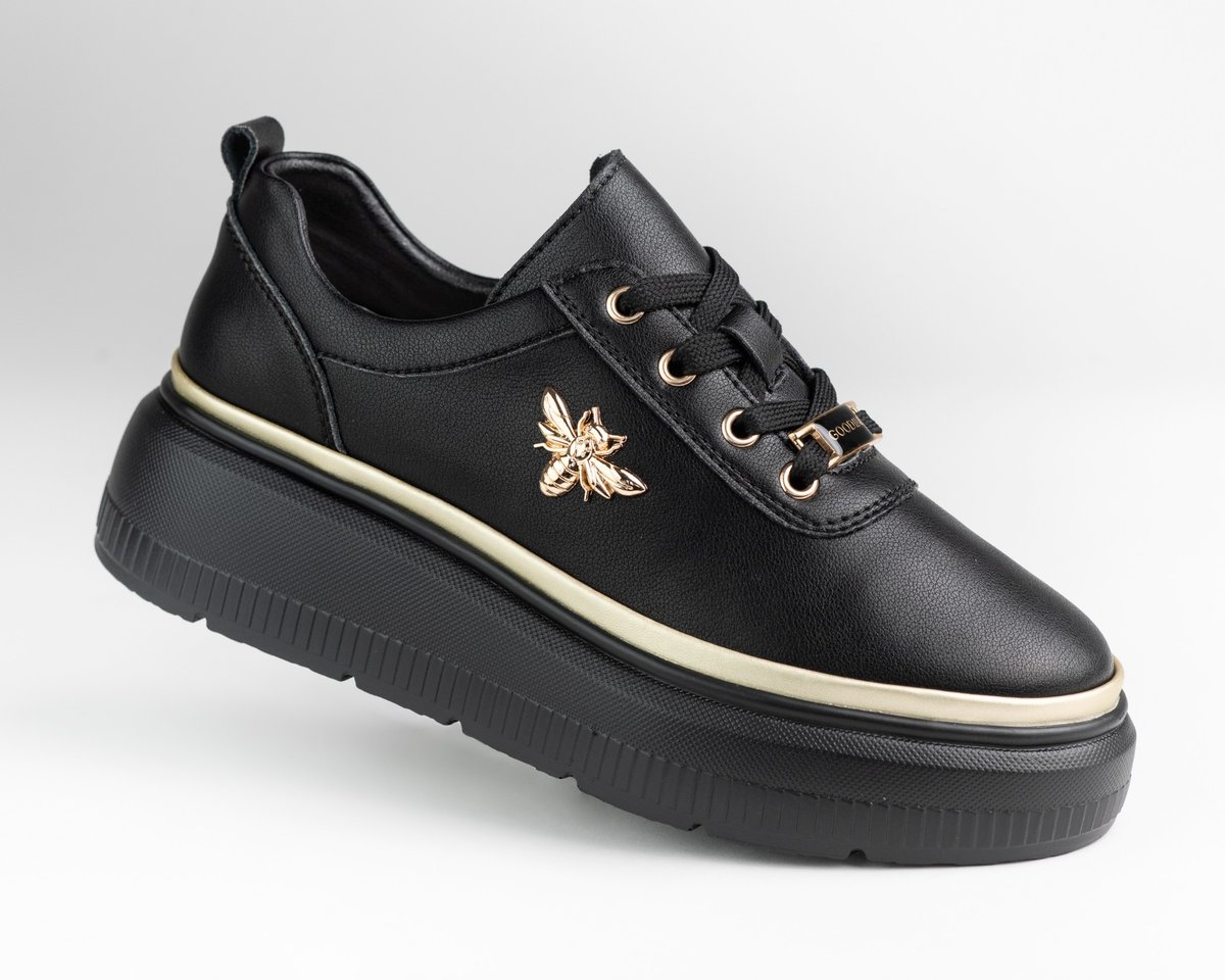 Wygodne sneaksersy GOODIN GD-XF-120B czarne skóra złota mucha 39 ...