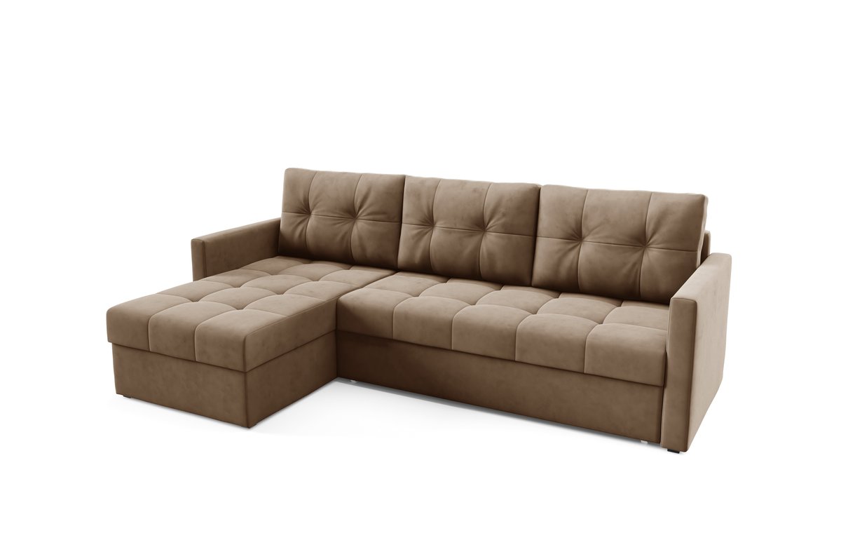 Wygodny pikowany naro nik uniwersalny OLIVIA br zowy 2 pojemniki do salonu - Bettso | Sklep ...