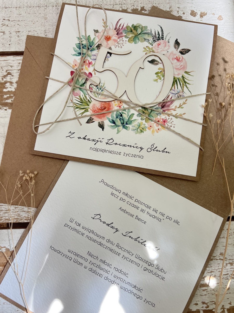 Wyjątkowa kartka ręcznie robiona z okazji 50 rocznicy ślubu + najpiękniejsze życzenia na ...