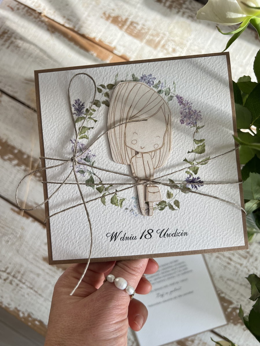 Wyjątkowa ręcznie robiona kartka na 18-ste urodziny, osiemnastka, pomysł na prezent na ...