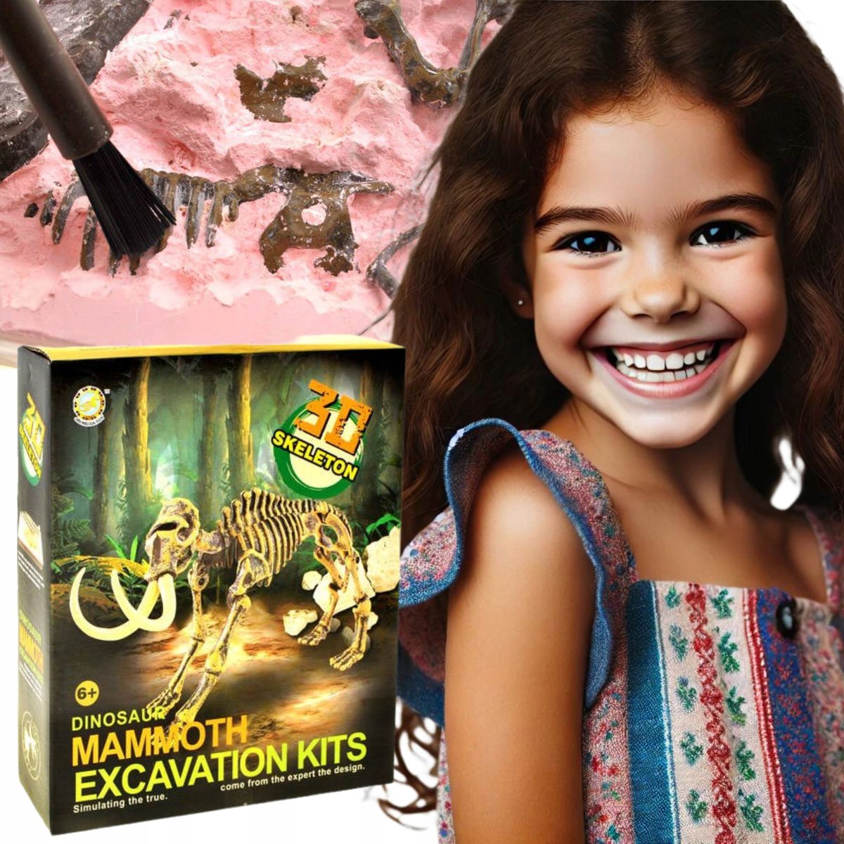 Wykopaliska Mamut Szkielet Mamuta Zestaw Prezent dla Chłopca Zabawka 3D ...