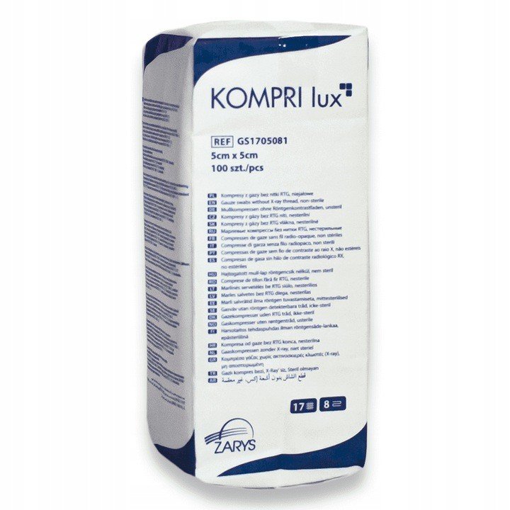 Wyrób medyczny, Kompri lux, Kompresy niejałowe 5x5cm, 100 sztuk | Sklep ...