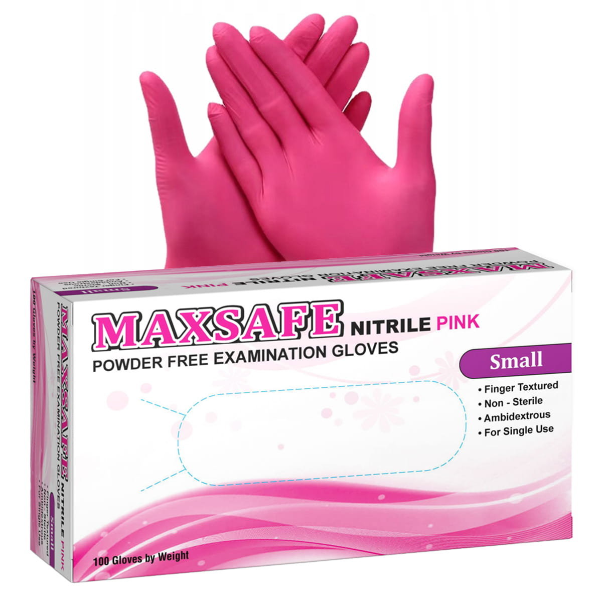 Wyrób medyczny, Maxsafe Jednorazowe Rękawice Nitrylowe 100szt. Różowe S ...