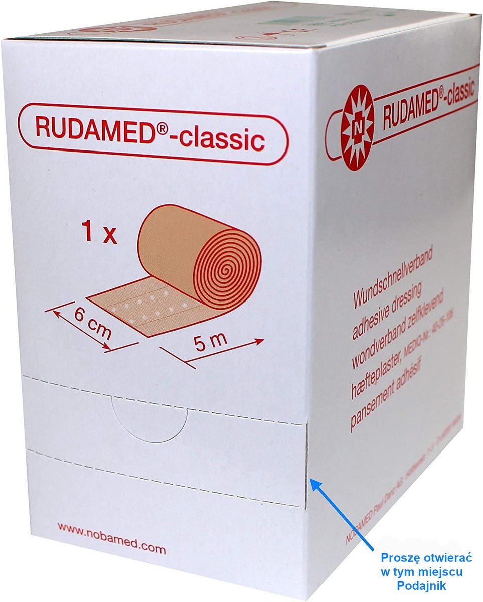 Wyrób medyczny, Plaster z opatrunkiem 6cm x 5m RUDAMED®-classic | Sklep ...