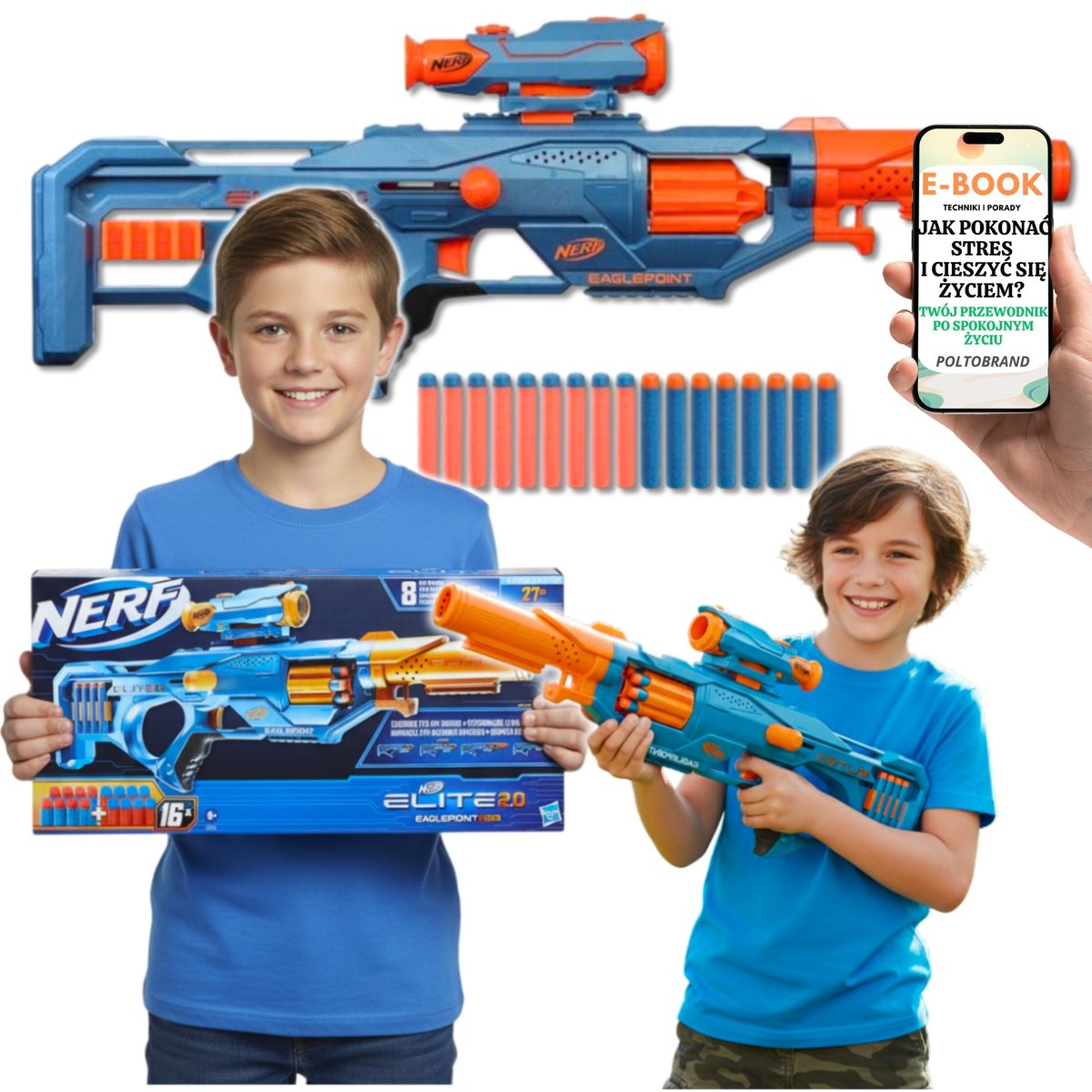 WYRZUTNIA NERF 16 STRZAŁEK LUNETA + LUFĄ TAKTYCZNA ZASIĘG 27M PREZENT ...
