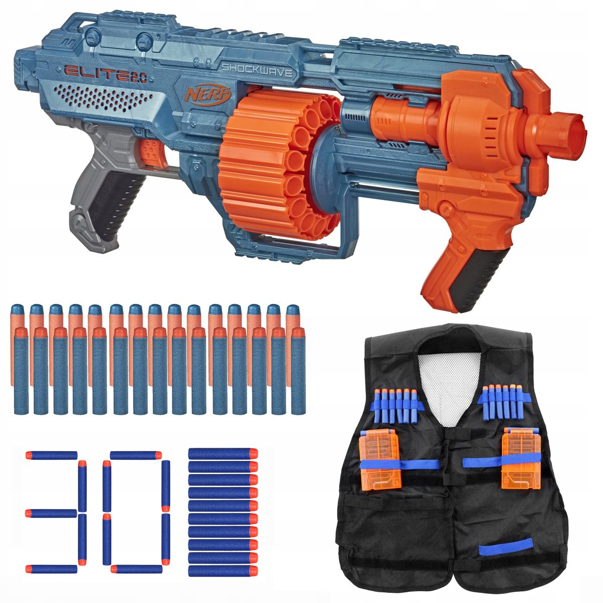 Wyrzutnia Nerf Elite 2.0 - Shockwave Rd-15 E9527 + 30 Strzałek ...