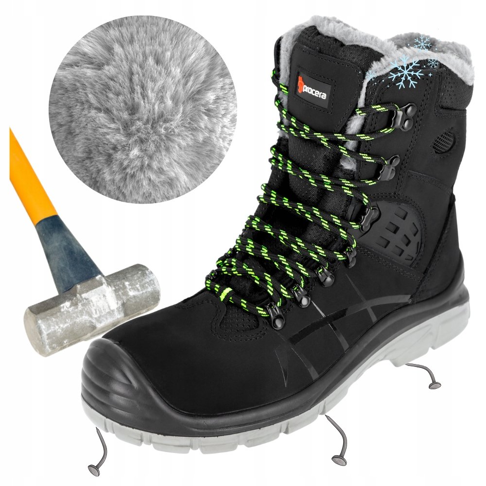 Wysokie buty robocze męskie Zimowe Ocieplane Wodoodporne z Noskiem S3 r. 47 - PROCERA | Sklep ...