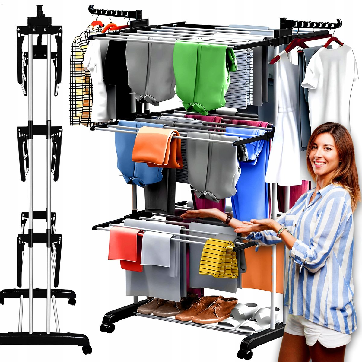 Wytrzymała Suszarka Na Pranie Do Ubrań Bielizny Stojąca Składana Xxl ...