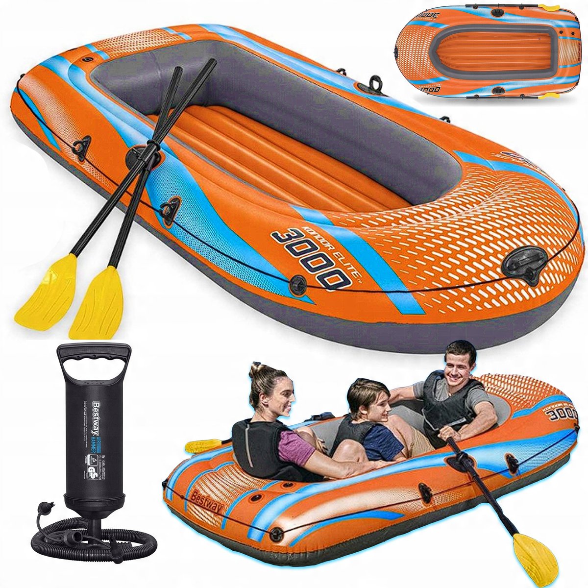 Wytrzymały PONTON DMUCHANY KONDOR 246 cm + wiosła + pompka - inna (Inny ...