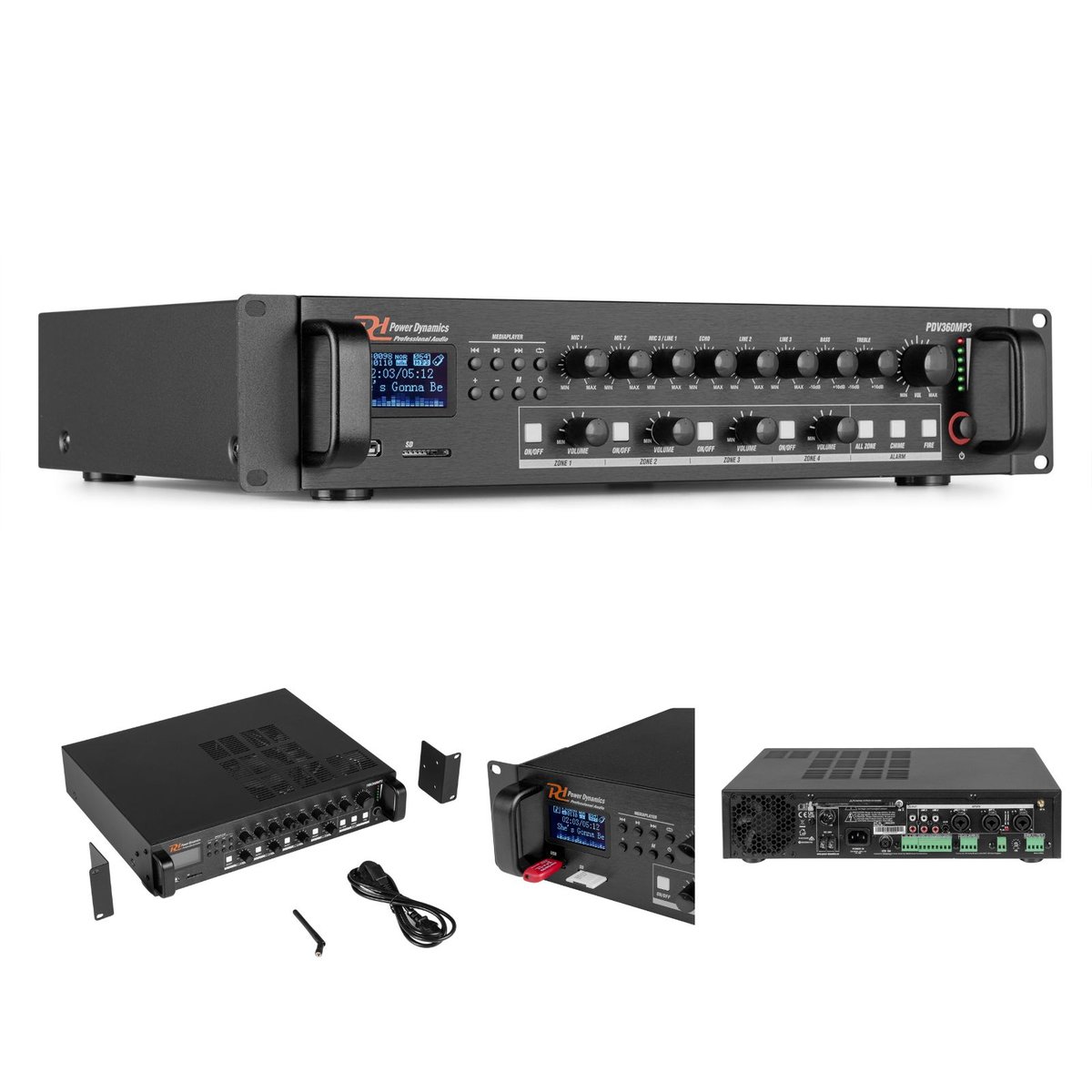 Wzmacniacz 360W 100V Power Dynamics PDV360MP3 - Power Dynamics | Sklep EMPIK.COM