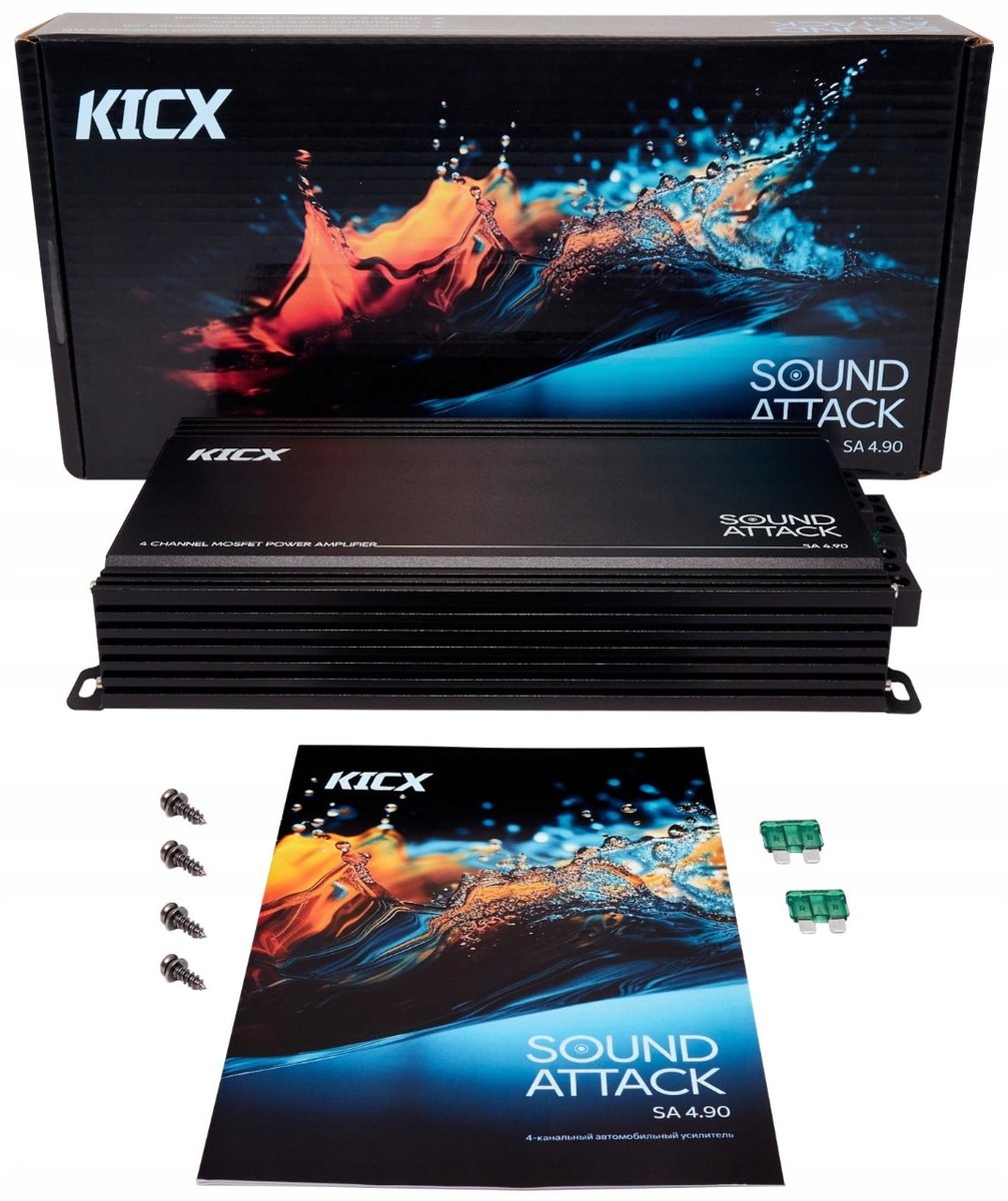 Wzmacniacz CAR AUDIO 4-kanałowy 4x90/130W 2x260W - KICX Sound Attack 4. ...