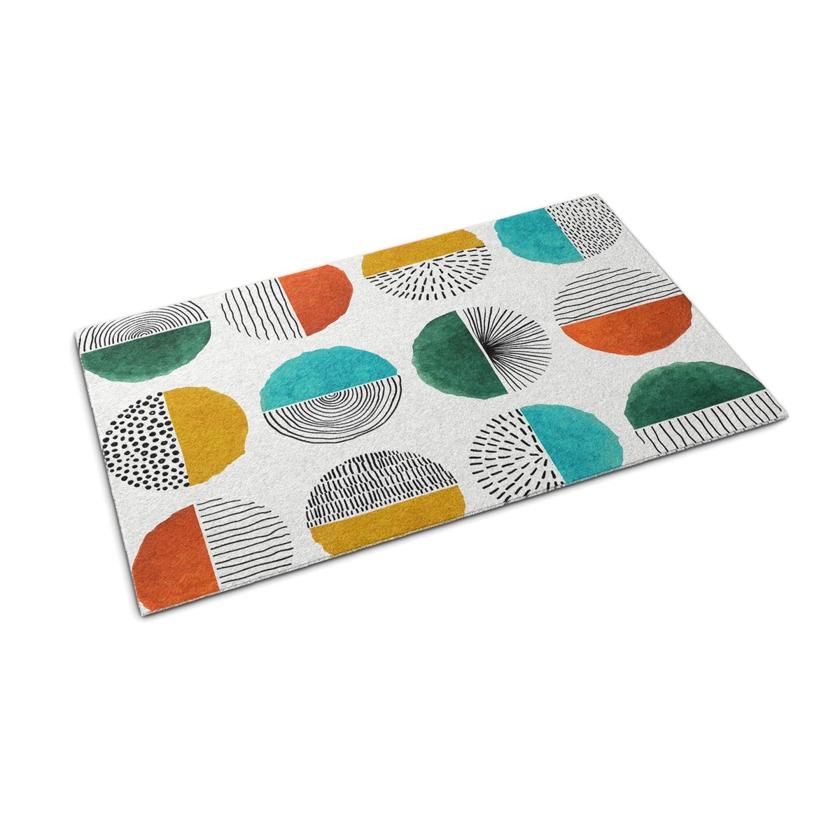 Wzorzysta Wycieraczka pod Drzwi Podgumowana 150x100 cm - Okręgi i Linie ...