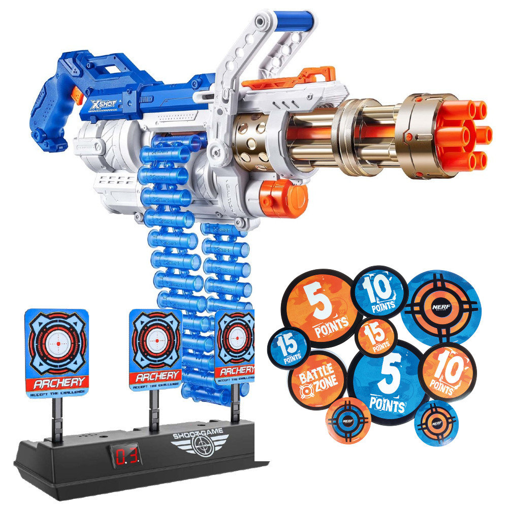 X-Shot Minigun Omega Royale 36488 + Elektroniczna Tarcza + Konfetti ...