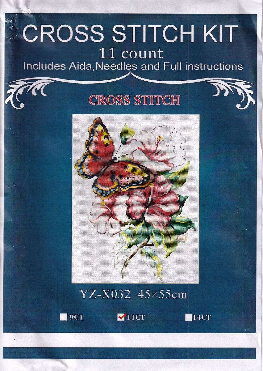 X032 DIY haft krzyżykowy zestaw nadruk 40x50 motyl i kwiaty - Inna marka | Sklep EMPIK.COM