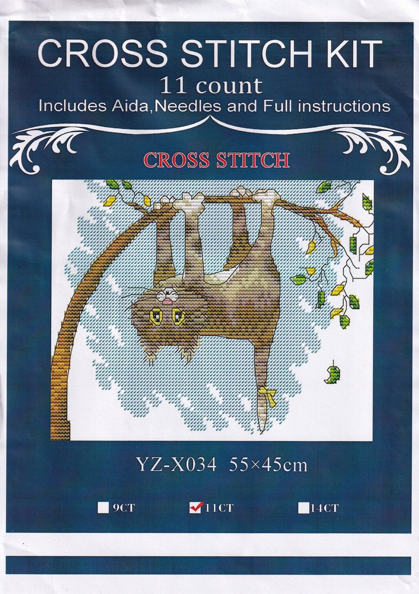 X034 DIY haft krzyżykowy zestaw nadruk 50x40 kot - Inna marka | Sklep ...