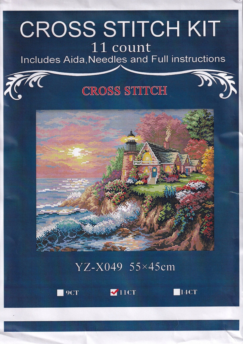 X049 DIY haft krzyżykowy zestaw nadruk 50x40 domy nad morzem - Inna marka | Sklep EMPIK.COM
