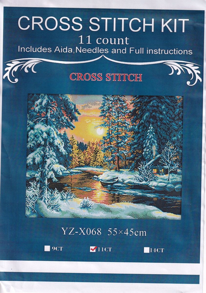 X068 DIY haft krzyżykowy zestaw nadruk 50x40 pejzaż zimowy - Inna marka | Sklep EMPIK.COM
