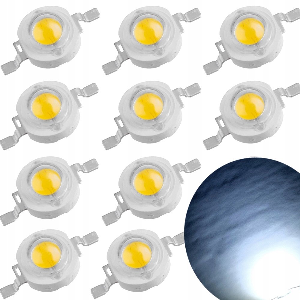 x10 DIODA POWER LED 1W BIAŁA 6500K EPISTAR + pasta - Inna marka | Sklep ...